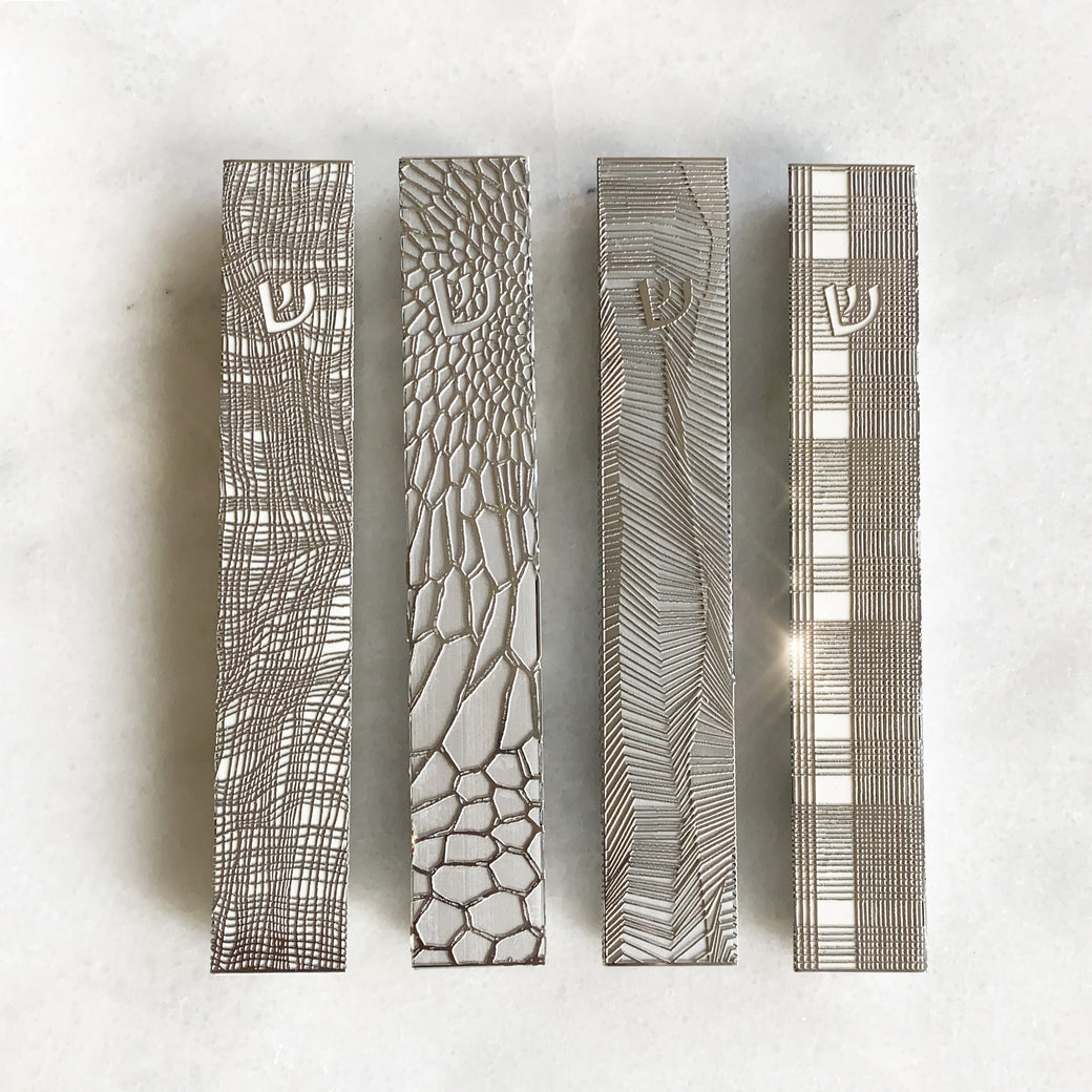 Lines Mezuzah Black Background Detail — The Modern Mezuzah